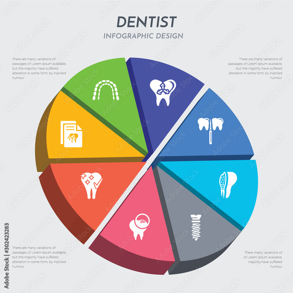dentist concept 3d chart infographics design included health report ...