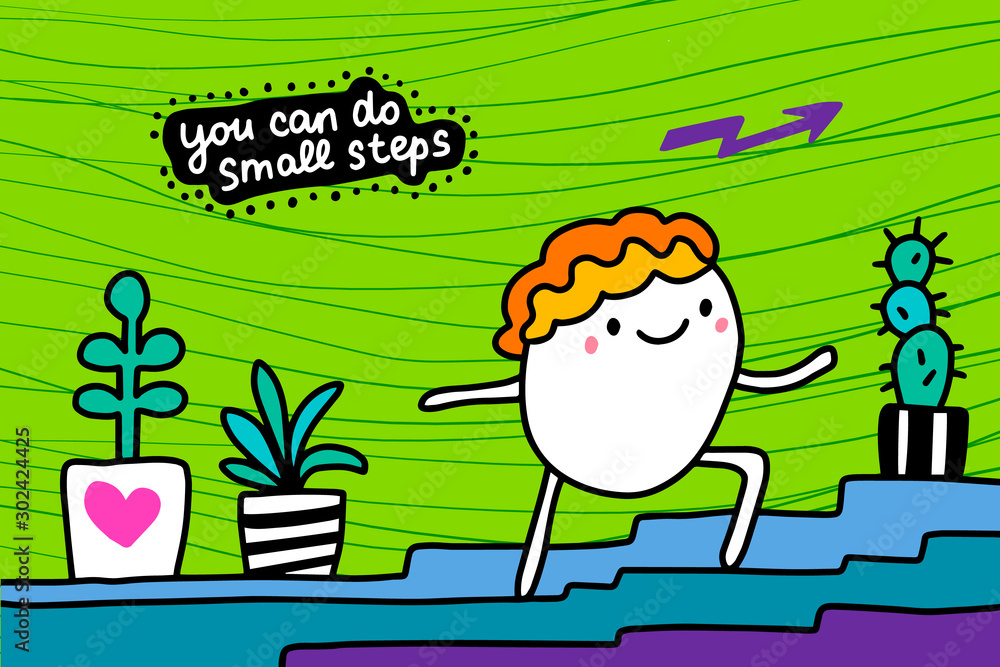 YOu can do small steps hand drawn vector illustration in cartoon comic ...