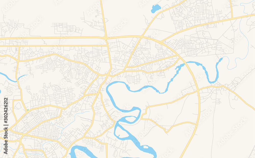 Printable street map of Warri, Nigeria Stock Vector | Adobe Stock