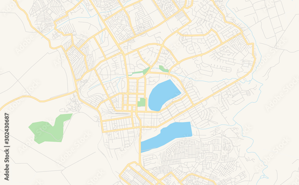 Printable street map of Kitwe, Zambia Stock Vector | Adobe Stock