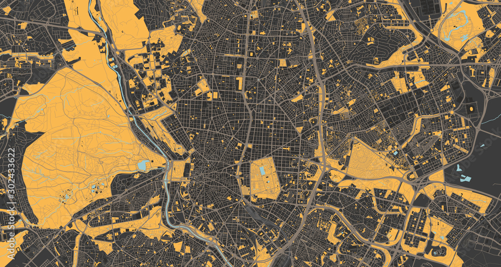 Detailed map of Madrid, Spain Stock Vector | Adobe Stock