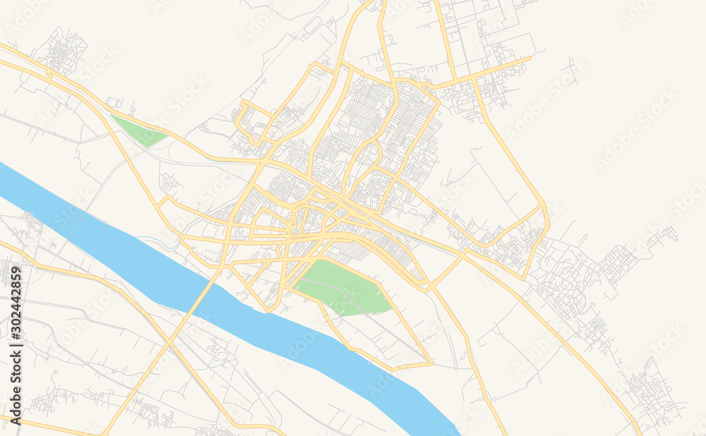 Printable street map of Qina, Egypt Stock Vector | Adobe Stock