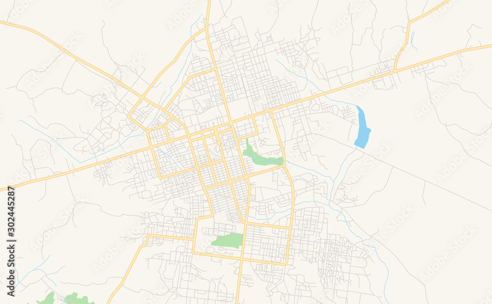 Printable street map of Daloa, Ivory Coast Stock Vector | Adobe Stock