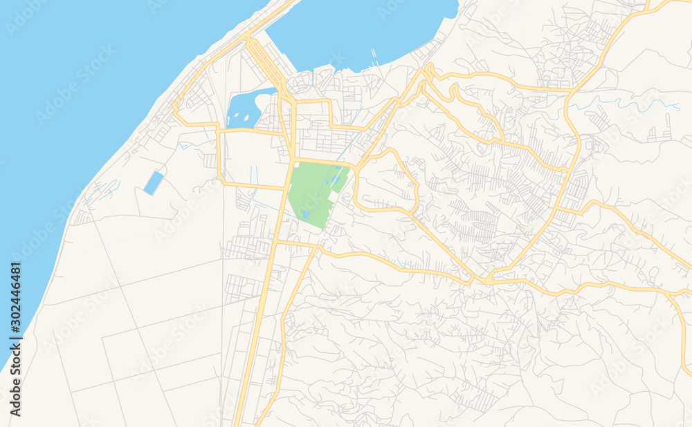 Printable street map of Lobito, Angola Stock Vector | Adobe Stock