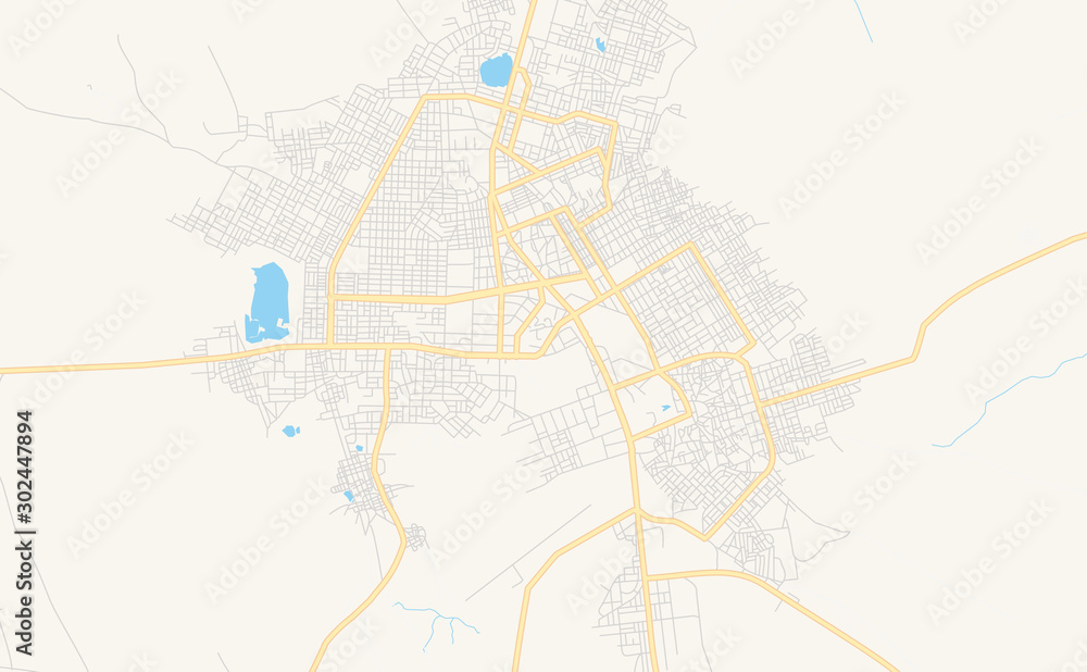 Printable street map of Zinder, Niger Stock Vector | Adobe Stock
