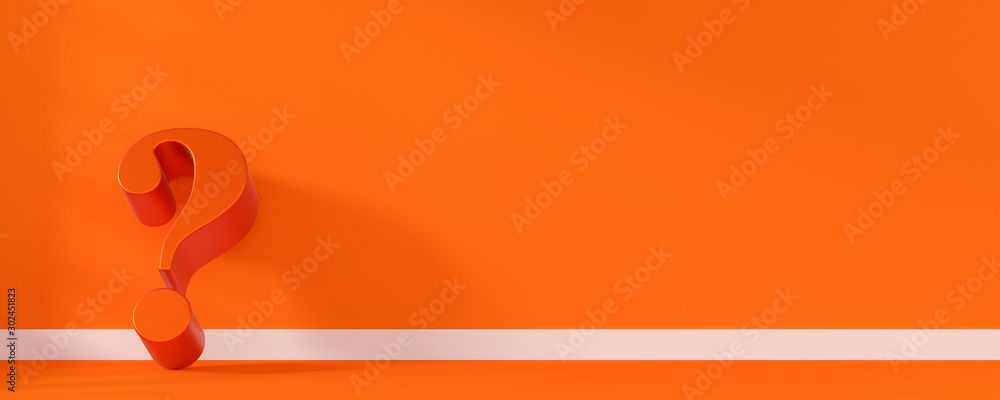 Fine 3d concept with an orange question mark icon Stock Photo | Adobe Stock