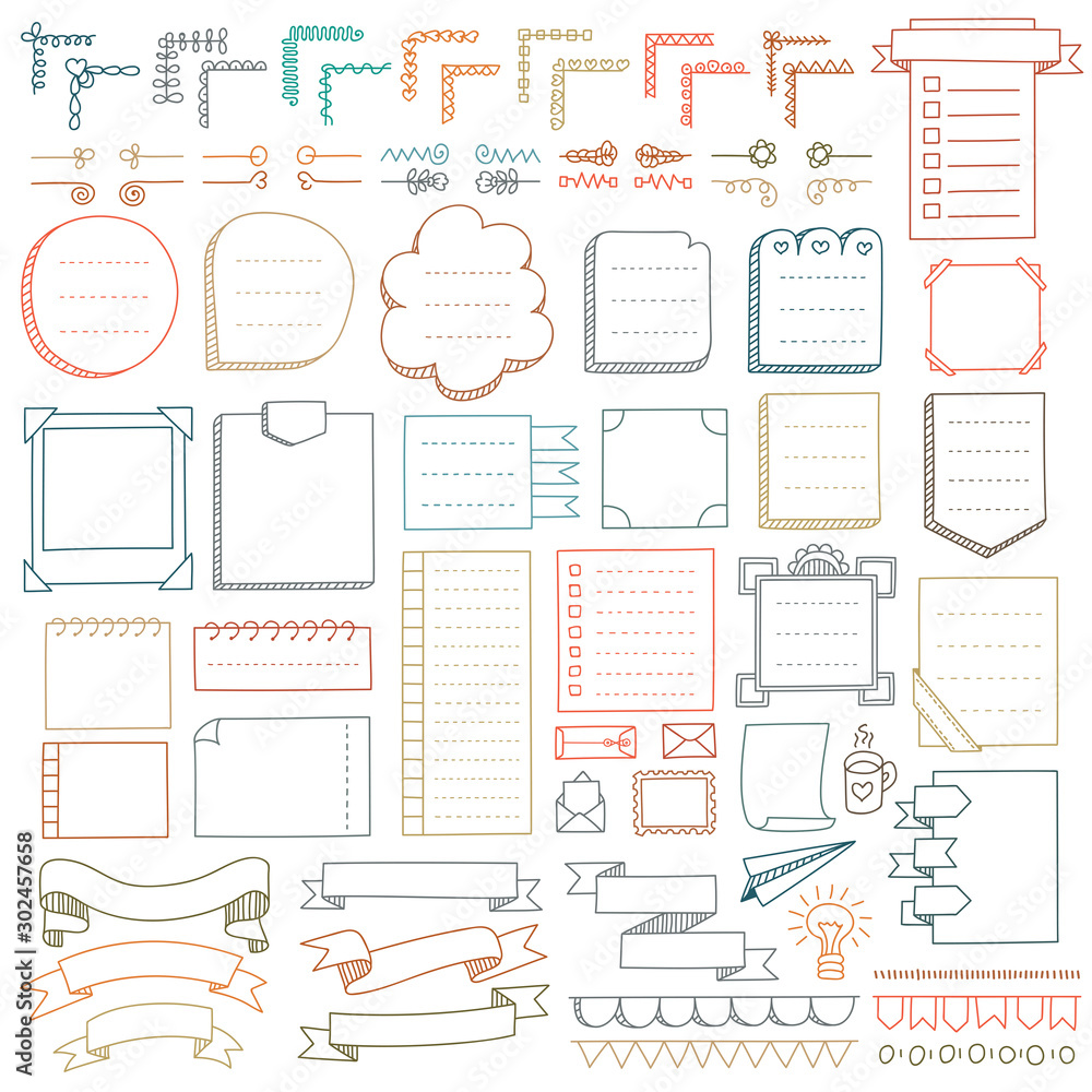 Set of frames, corners, dividers, ribbons and design elements Stock ...
