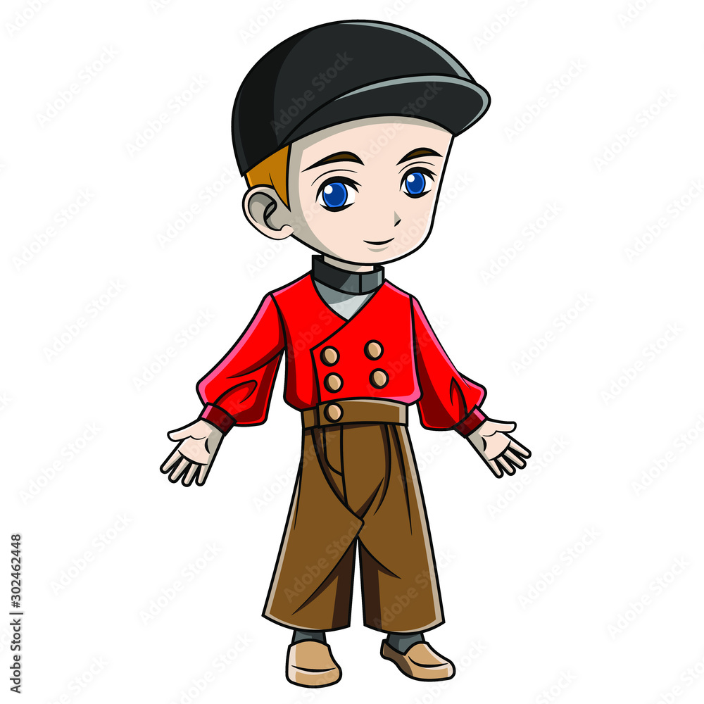 cartoon boy wearing dutch costume Stock Vector | Adobe Stock