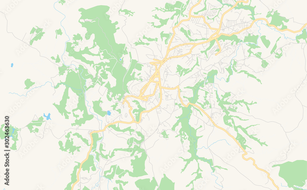 Printable street map of Fianarantsoa, Madagascar Stock Vector | Adobe Stock