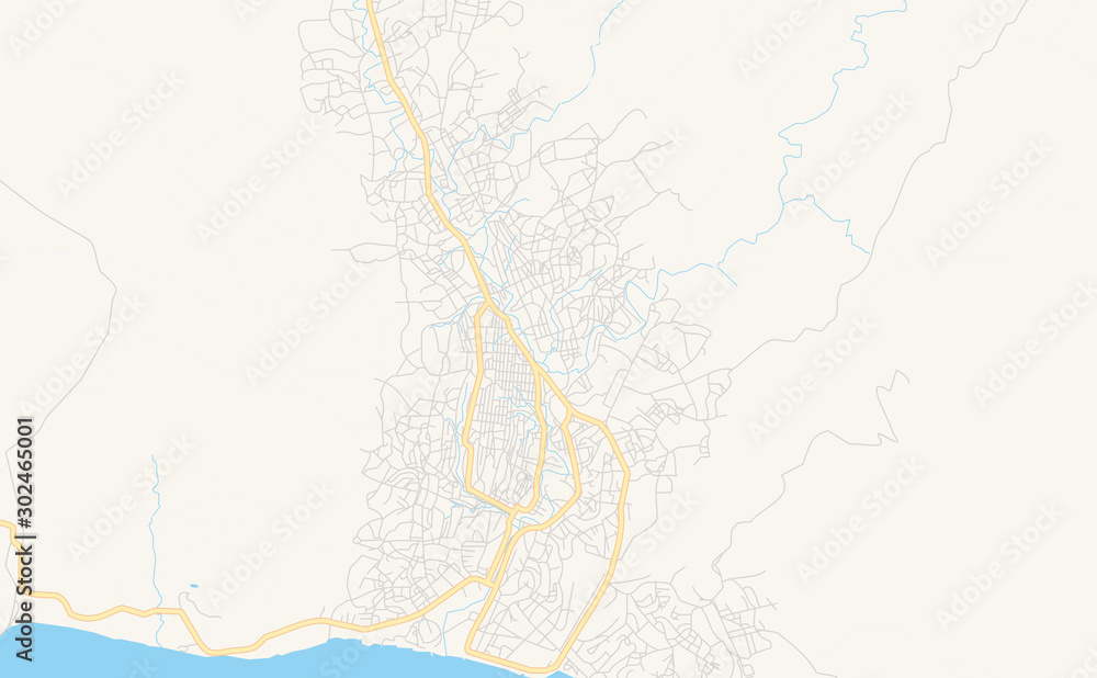 Printable street map of Boma, DR Congo Stock Vector | Adobe Stock