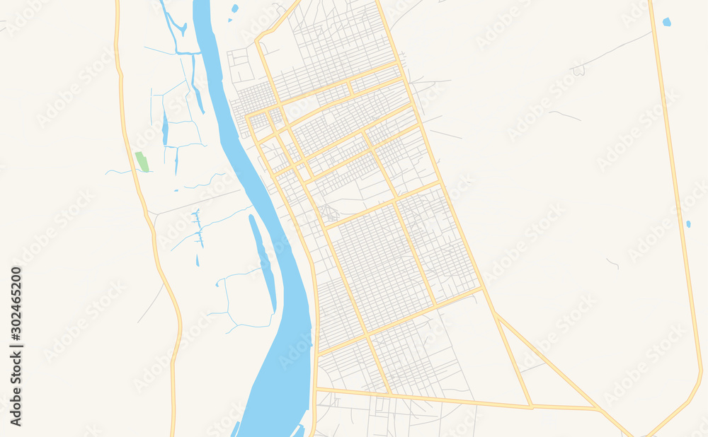 Printable street map of Malakal, South Sudan Stock Vector | Adobe Stock