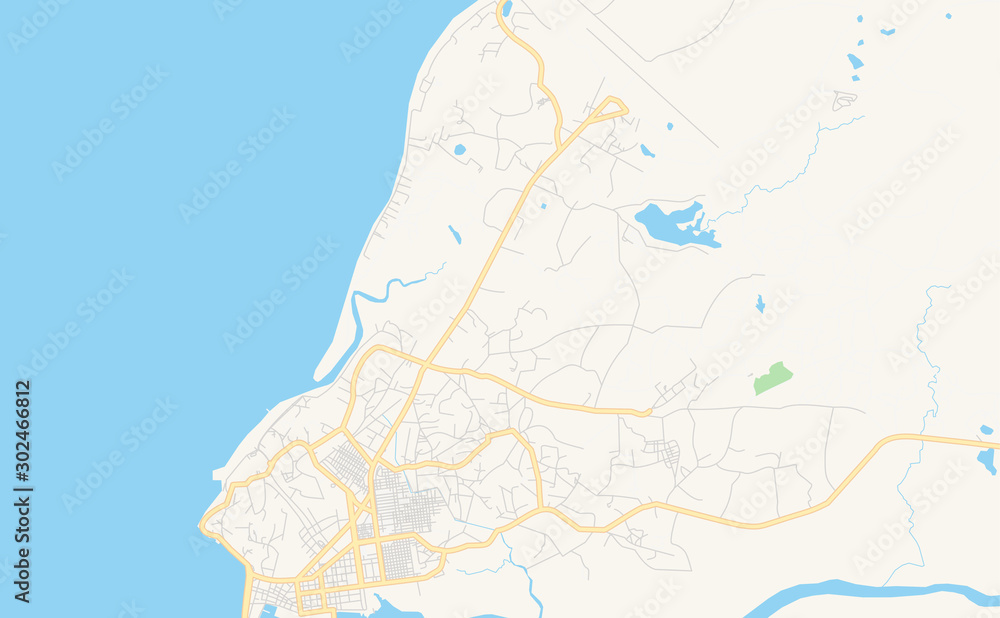 Printable street map of Mahajanga, Madagascar Stock Vector | Adobe Stock