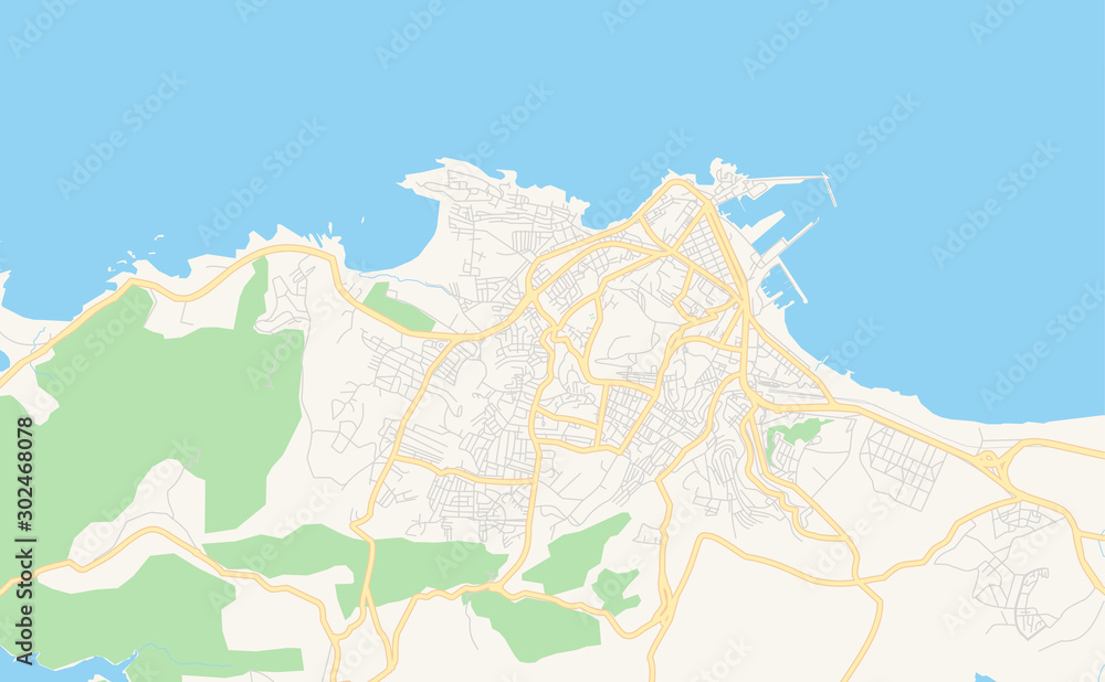 Printable street map of Jijel, Algeria Stock Vector | Adobe Stock