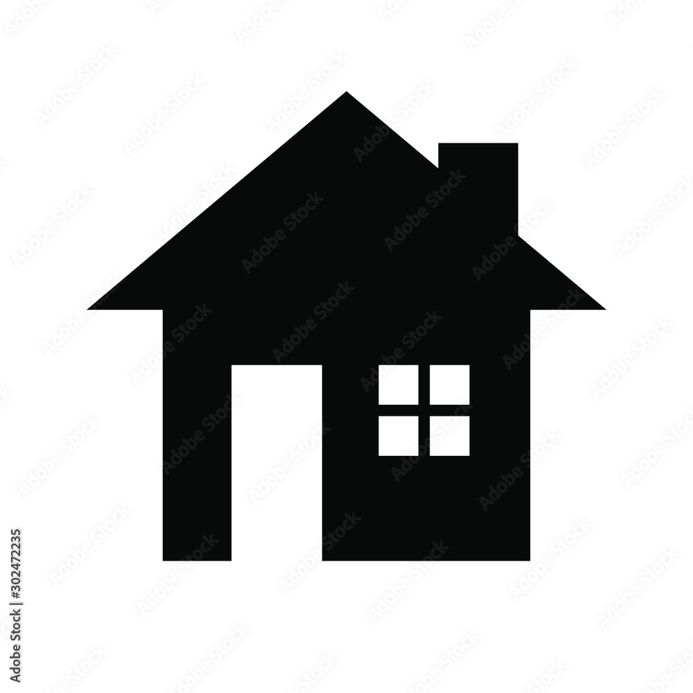 Home icon. House symbol with door and window. Black building logo ...