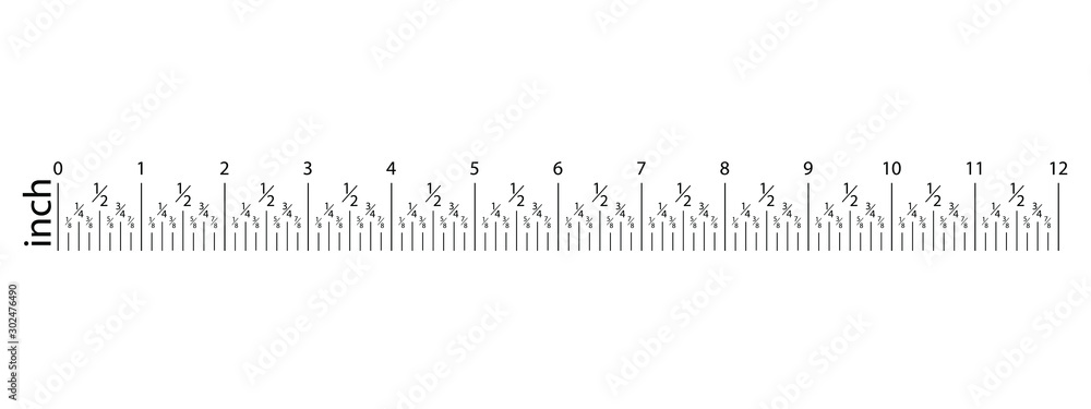 Original Inches, Inch Ruler. Measuring tool, Graduation grid, flat ...
