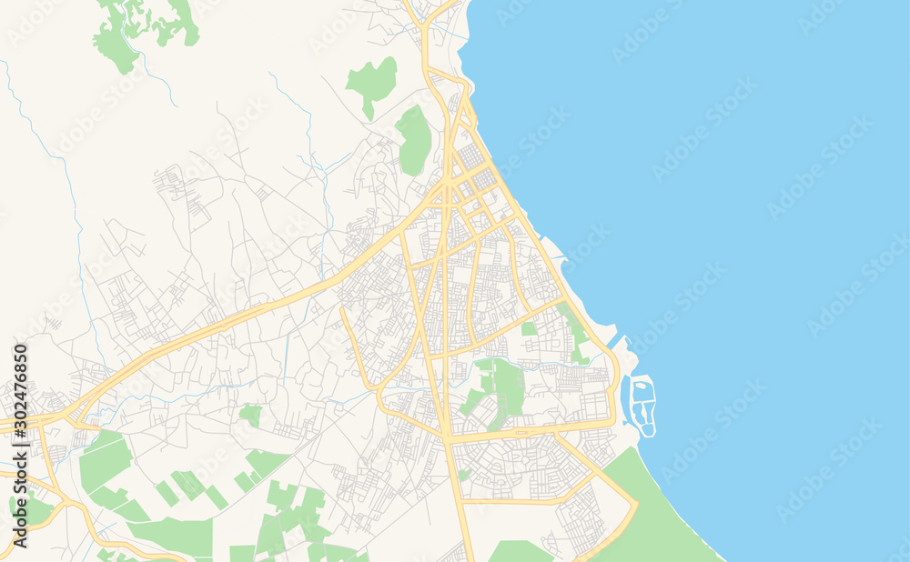 Printable street map of Nador, Morocco Stock Vector | Adobe Stock