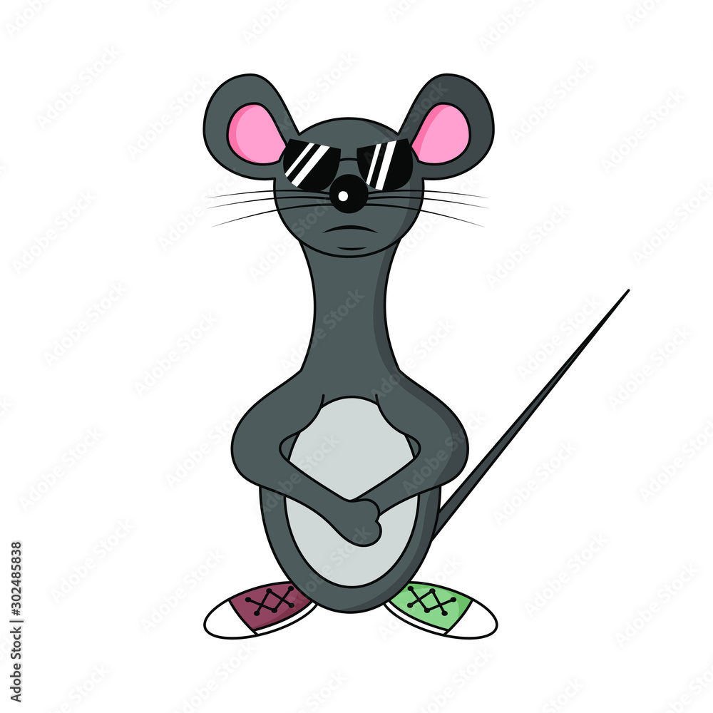 Cute mouse in sunglasses. Character. Vector cartoon illustration ...