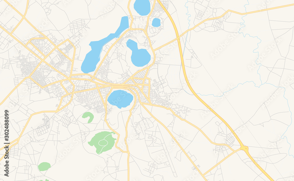 Printable street map of Bishoftu, Ethiopia Stock Vector | Adobe Stock