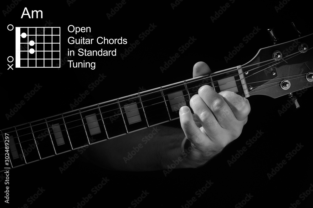 Open Guitar Chords in Standard Tuning guitar tutorial series. Closeup ...