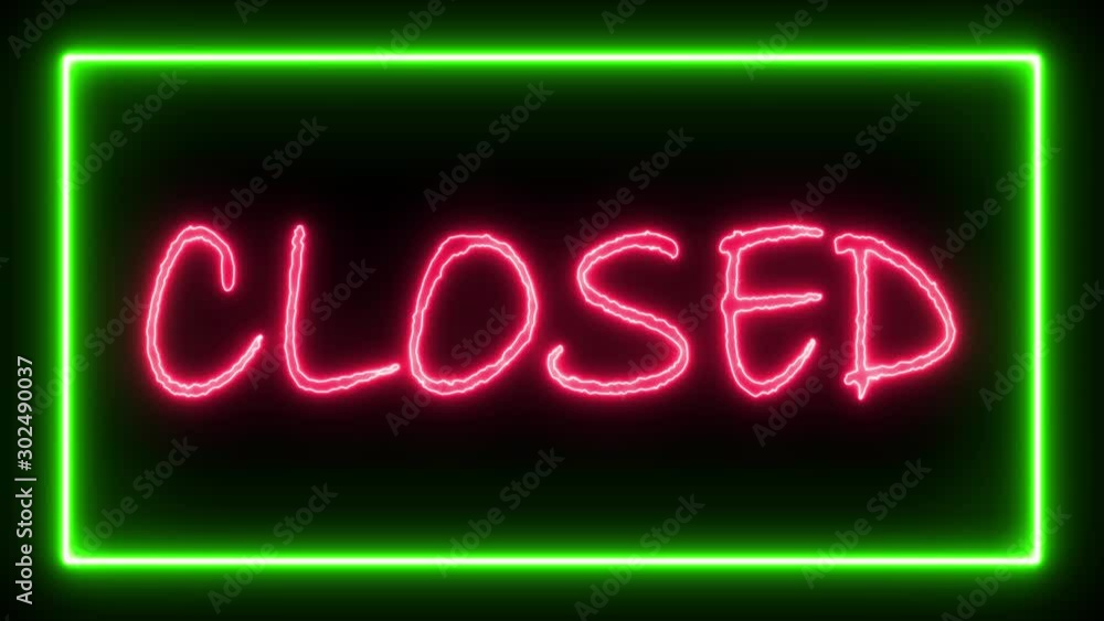 Closed sign. Sign in neon style. Popular abstract rectangle with neon ...