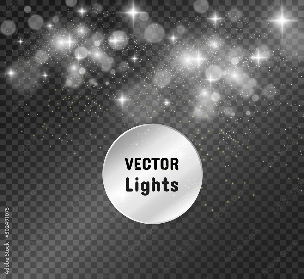 Vector Gold Sparkles, magic, bright light effect on a transparent ...