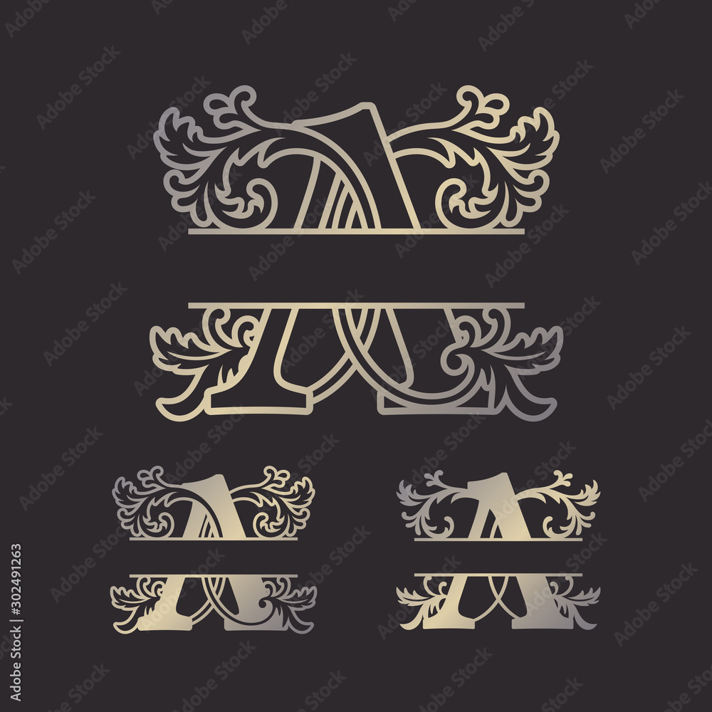 Alphabet Split Monograms, Split Letter Monogram, Alphabet Frame Font ...