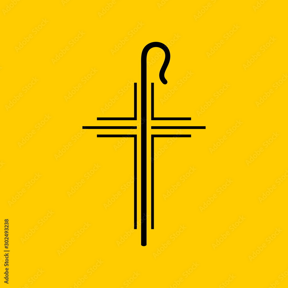 Christian symbols. The cross of Jesus and the shepherds staff. Stock ...
