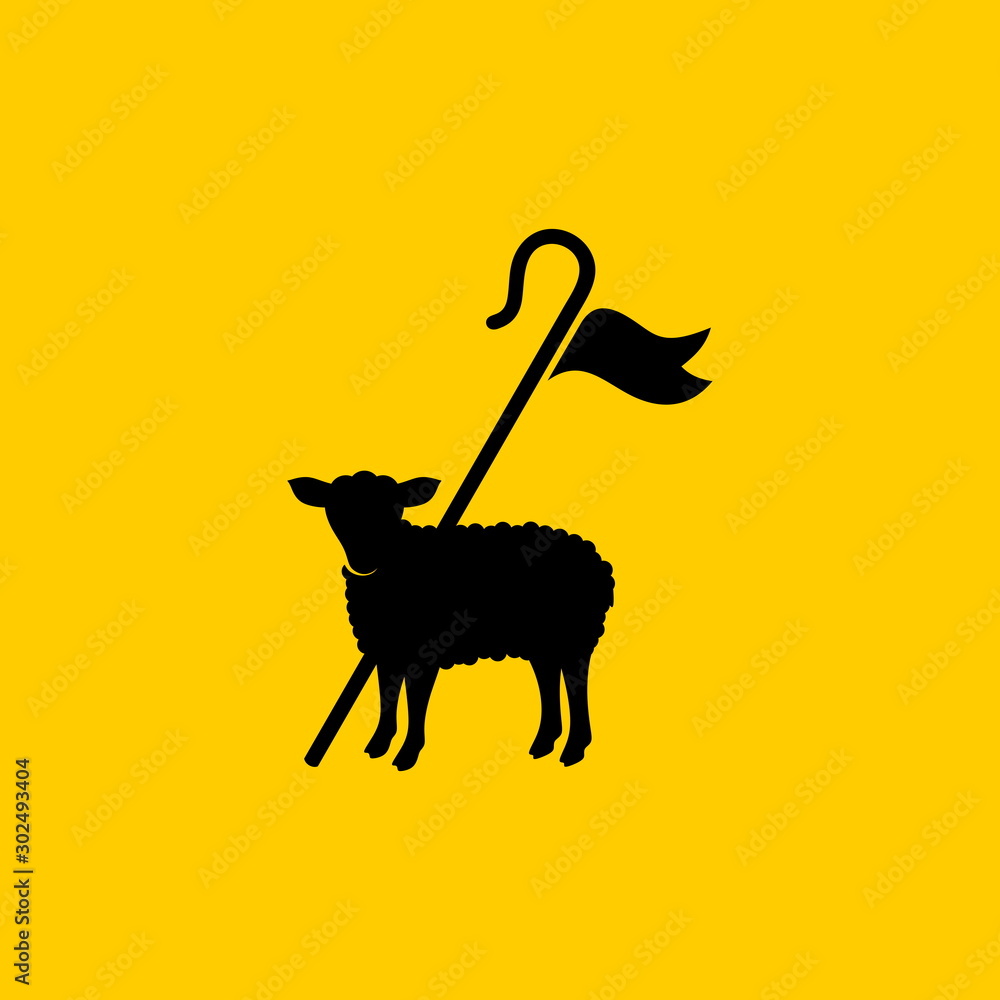 Christian symbols. Shepherd's staff and sacrificial lamb. Stock Vector ...