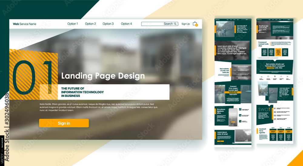 Landing Page Design from Website. Template Vector Business Interface ...