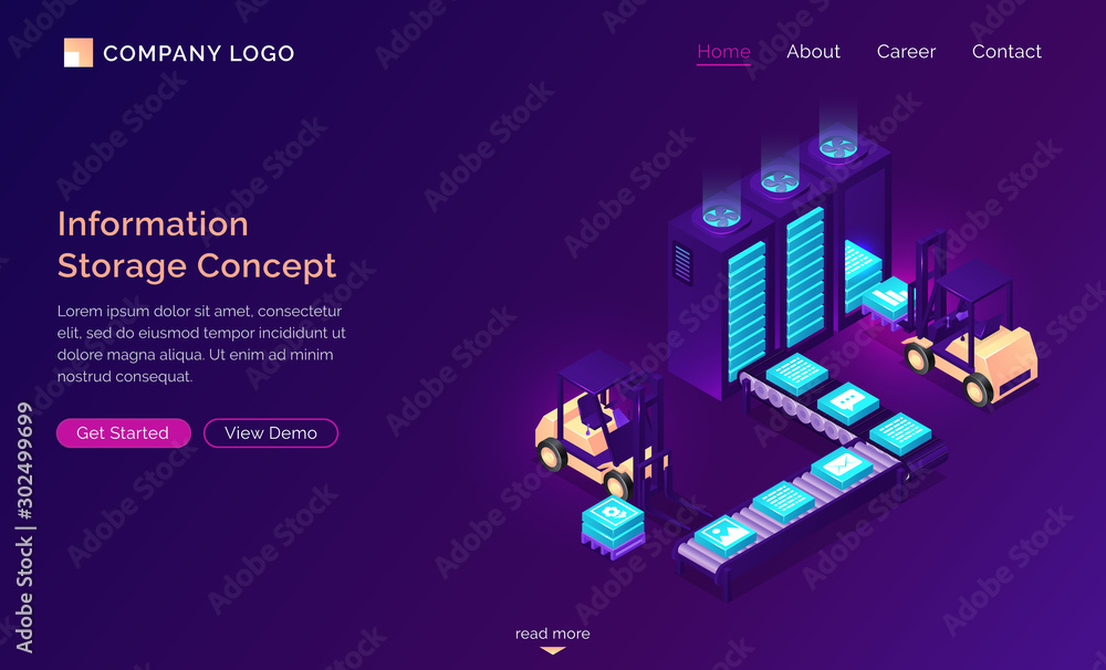 Information storage isometric concept, technology vector illustration ...