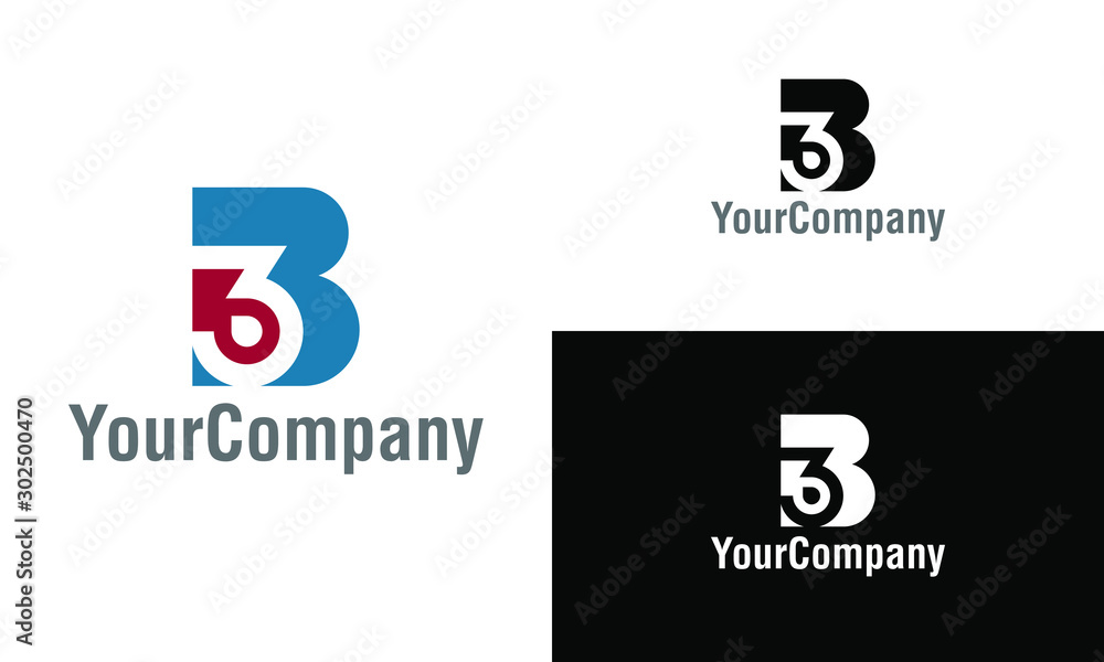 Corporate letter B, 3 and 3B logo design template. Simple and clean ...