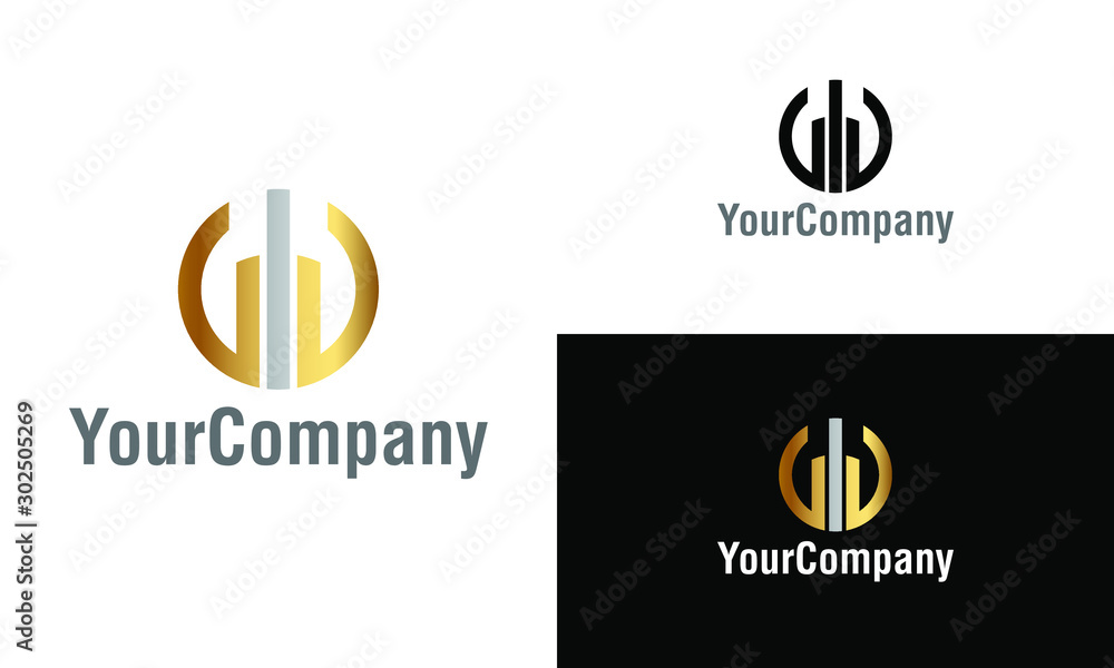 Circle letter GD logo template design. Creative vector emblem, for icon ...