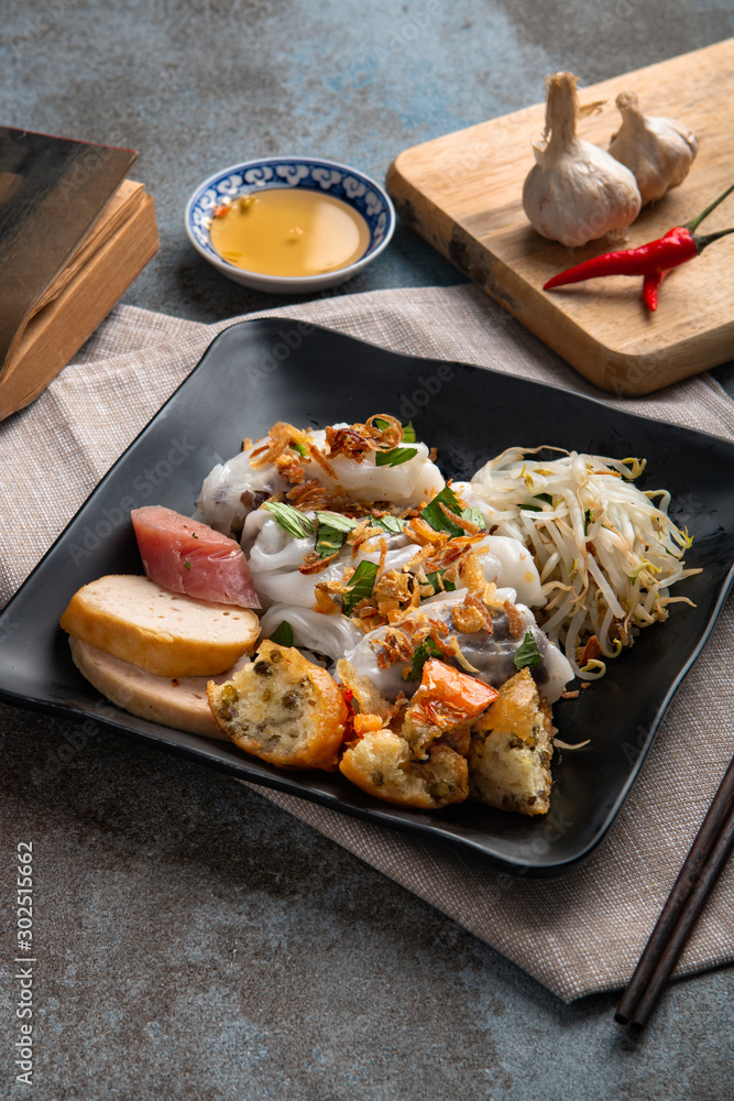 Banh Cuon stuffed pancake or steamed rolled rice pancake Stock Photo ...