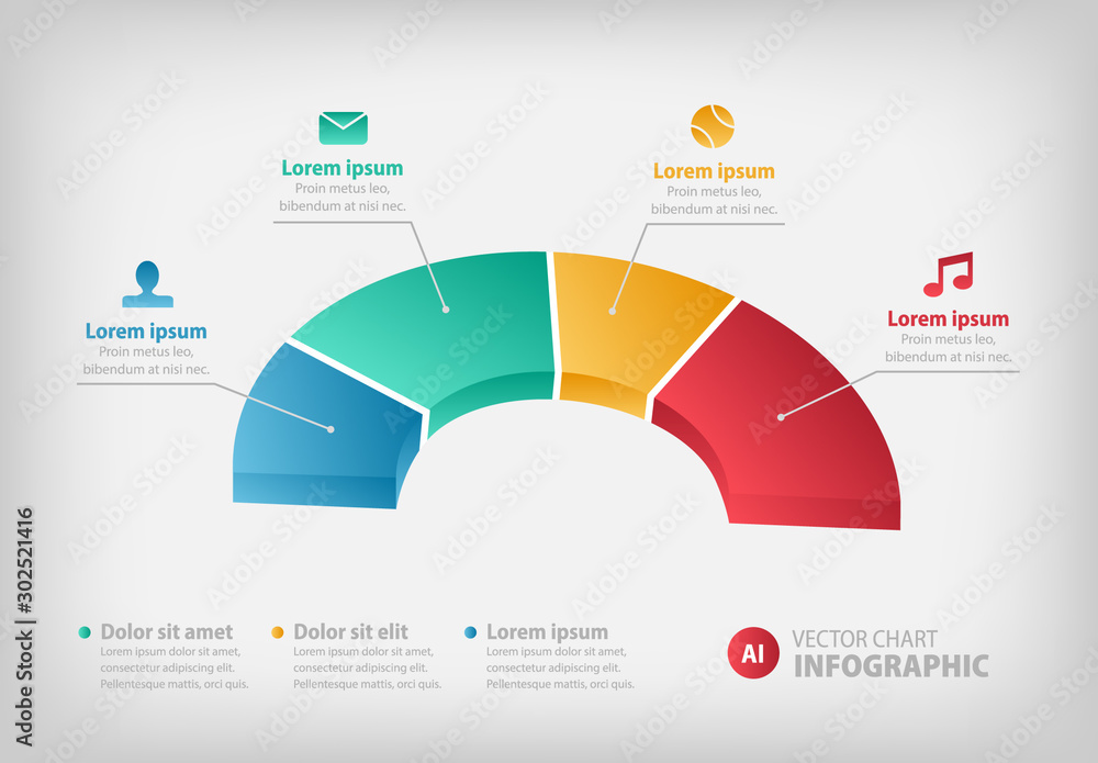 Multicolored Vector Chart Infographic Layout Stock Template | Adobe Stock