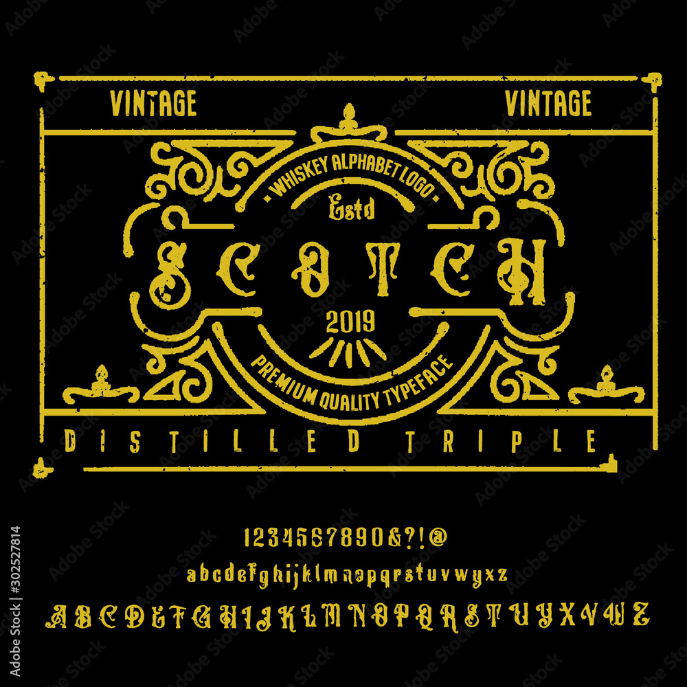 Decorative gothic serif font inspired by the Art Deco era "whiskey ...