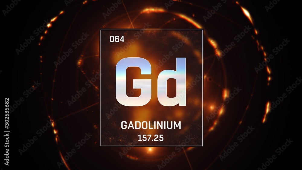 3D illustration of Gadolinium as Element 64 of the Periodic Table ...