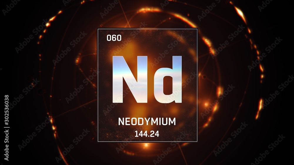 3D illustration of Neodymium as Element 60 of the Periodic Table ...