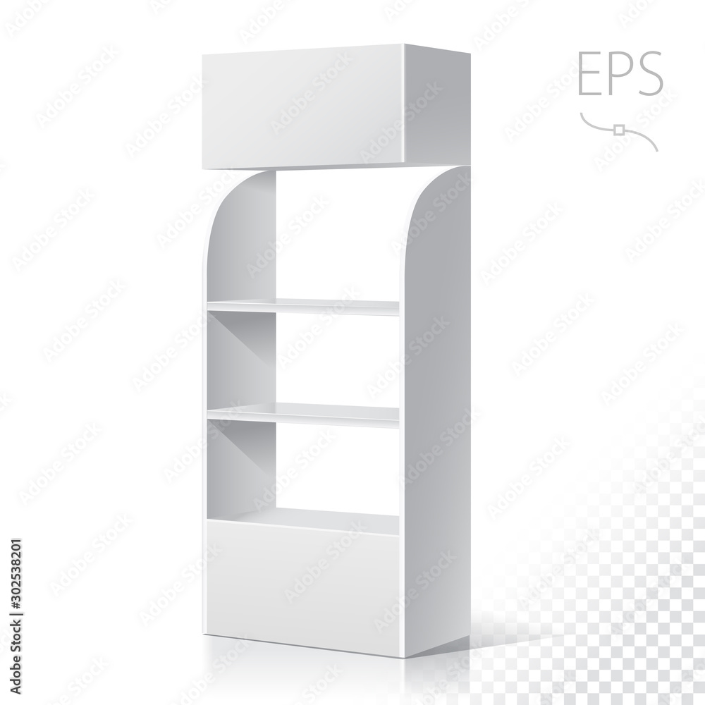 White Empty Displays With Shelves Products.Display on Isolated white ...