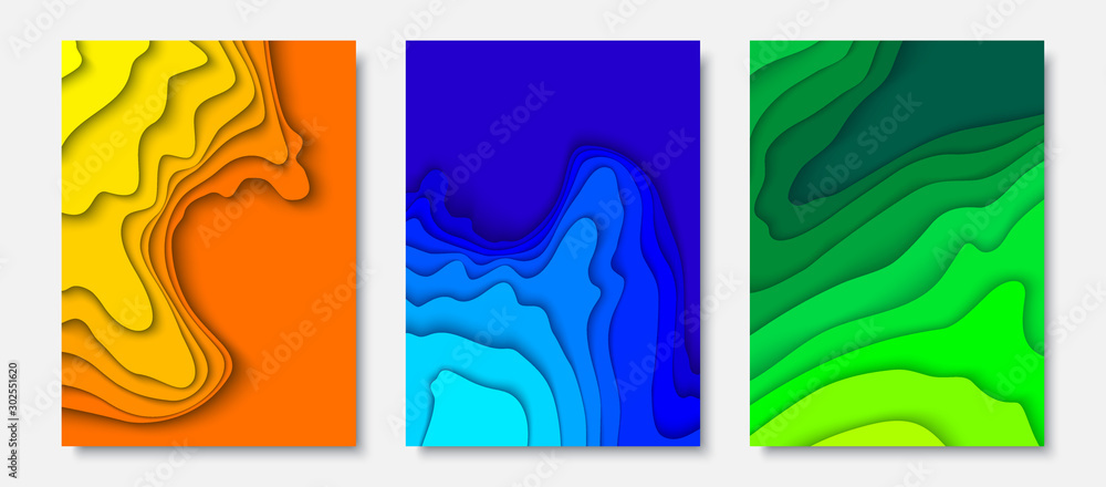 Set of paper cut. Cartography concep background. Map mockup ...