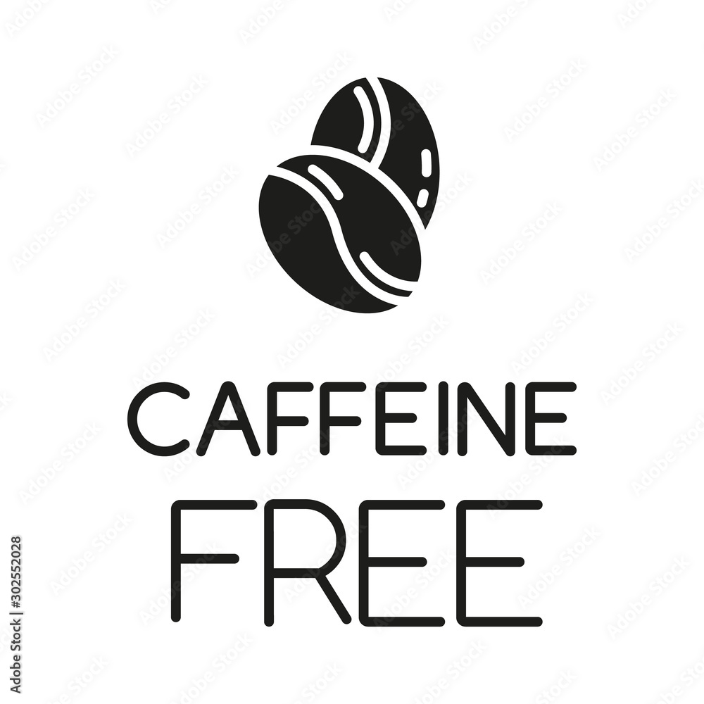 Caffeine free glyph icon. Decaffeinated drink. Product free ingredient ...