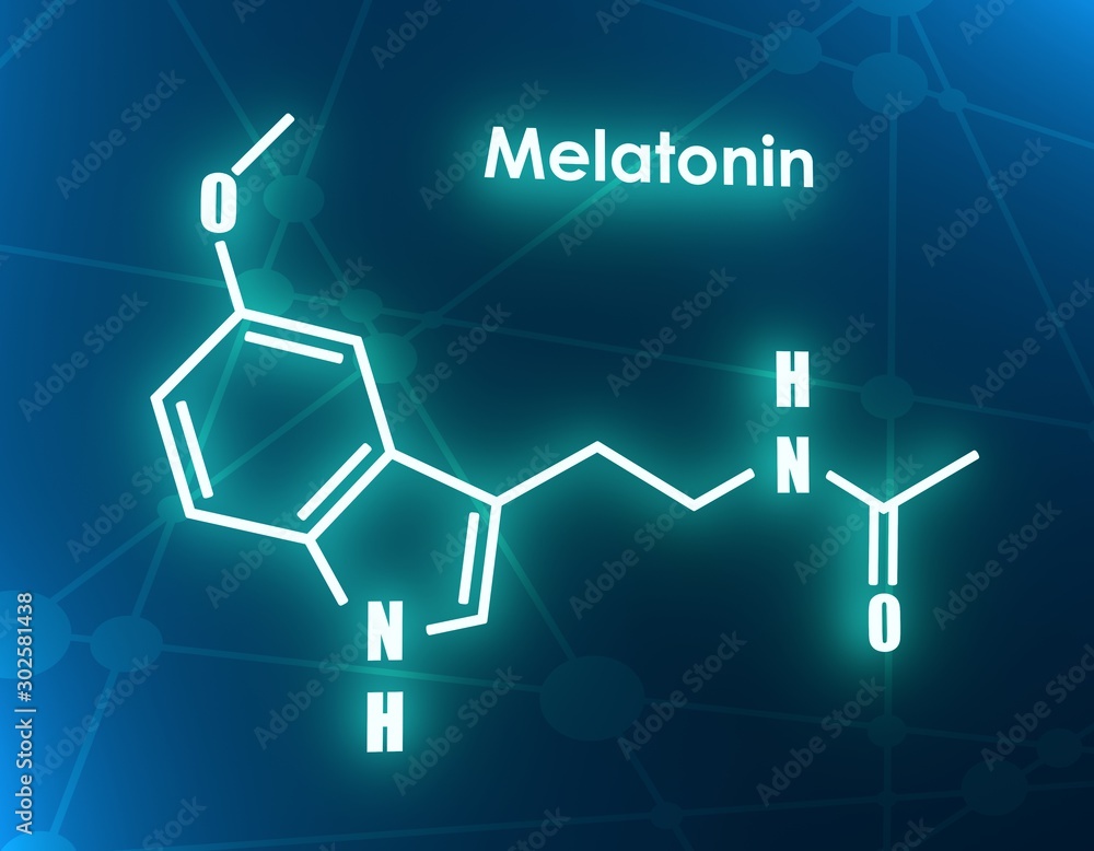 Melatonin hormone chemical molecular formula. In humans, it plays a ...