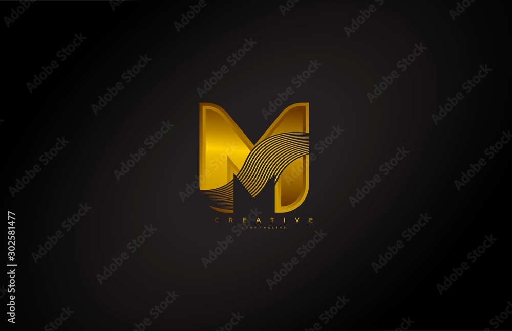 Golden Letter M Modern Stylized Font Logotype Stock Vector | Adobe Stock