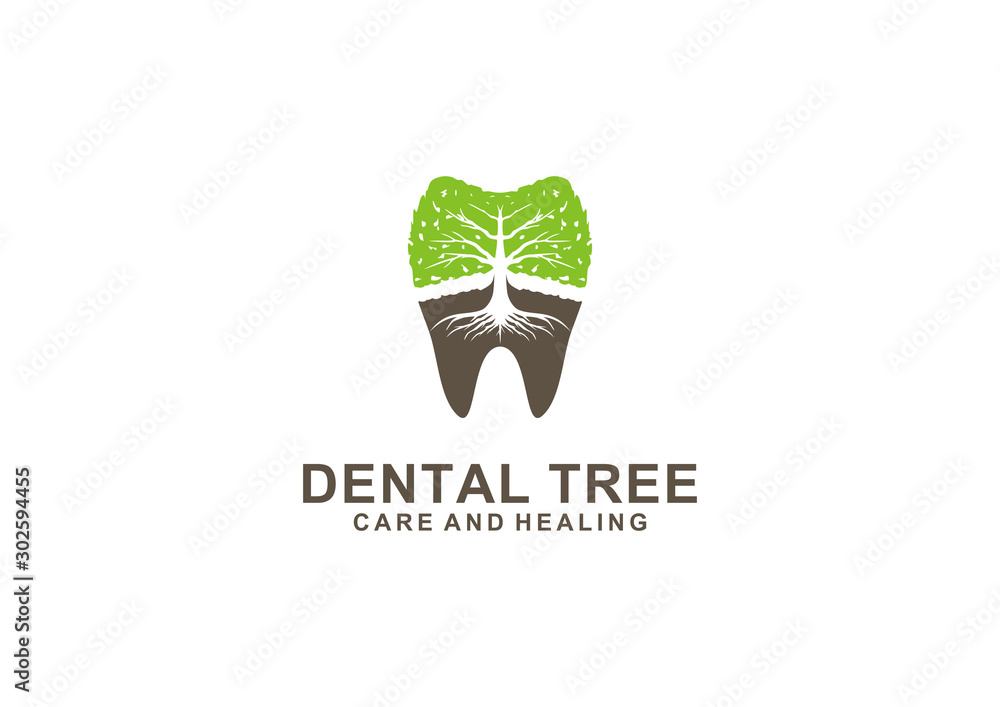 Vector logo of a tree and teeth as a symbol of dental health Stock ...