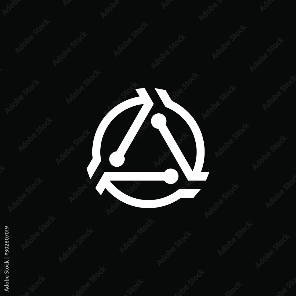 Abstract recycle logo template with motion kinetic circle in line art ...