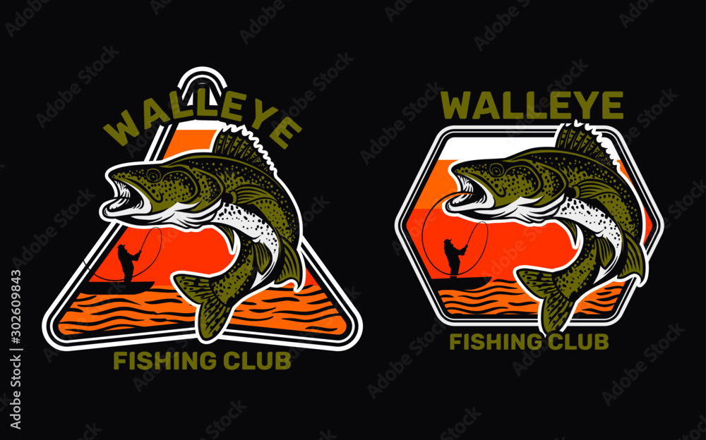 walleye fishing club, walleye jump on the water catching by man on ...