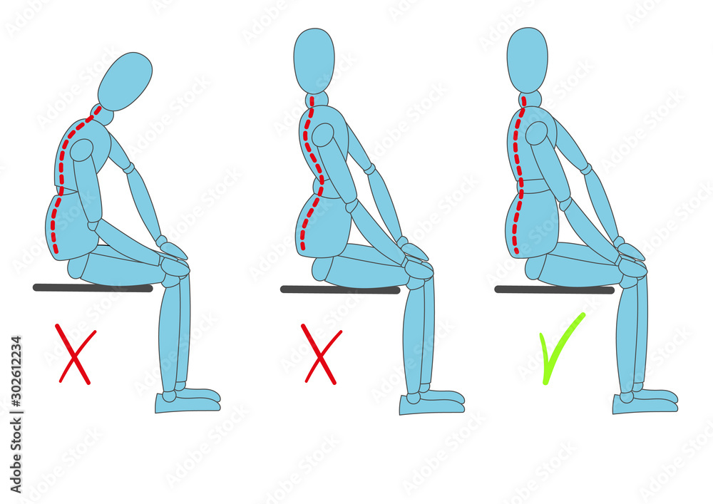 Flat drawing of a seated anatomical mannequin. Twice in the wrong ...