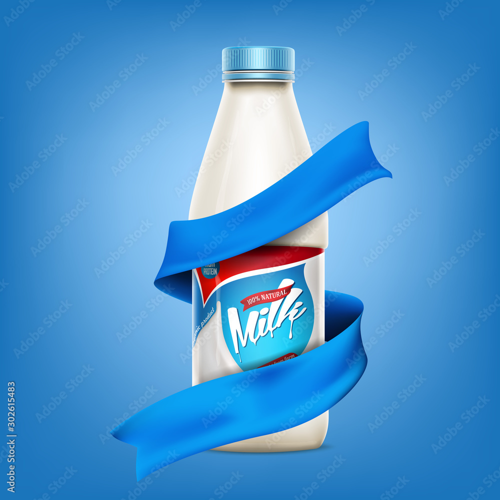Vector milk bottle, ready mockup for your design. Beverage product ...