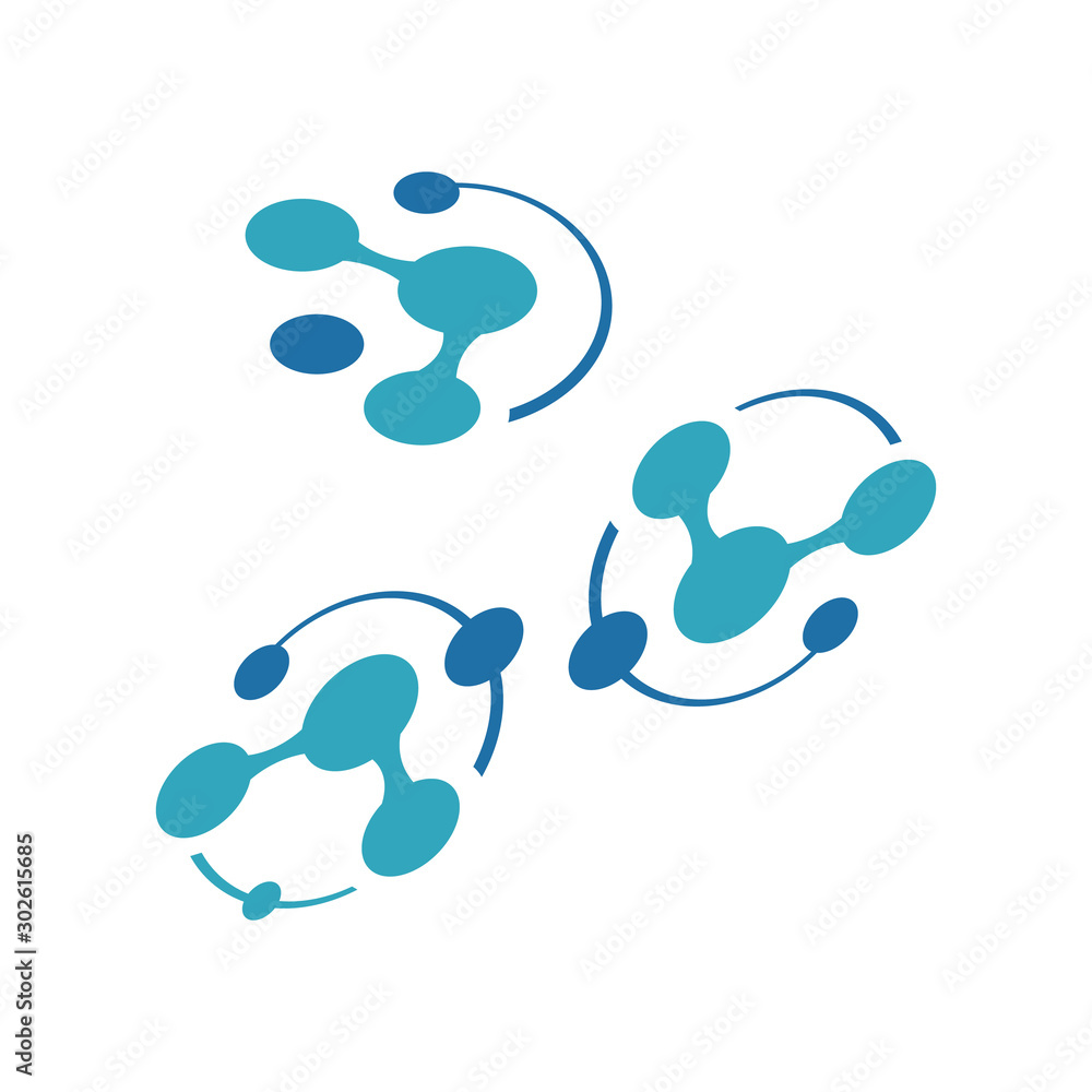 new symbol of science research electrons nucleus atom logo Vector icon ...