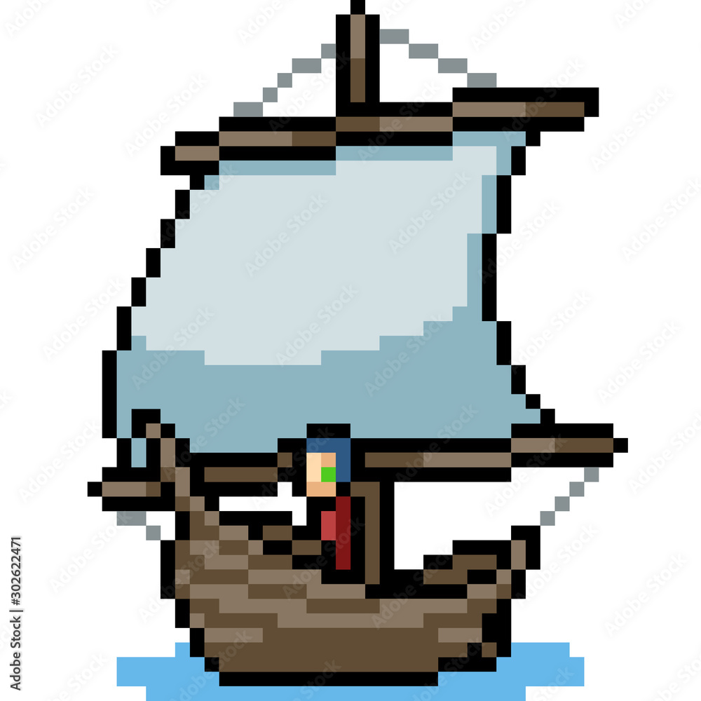 vector pixel art boat Stock Vector | Adobe Stock