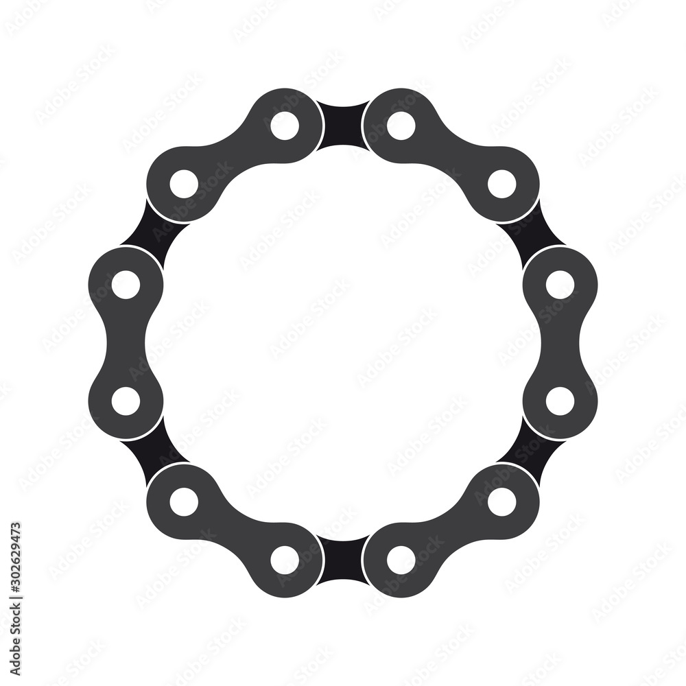 Vector black circle created from bike chain. Isolated on white ...